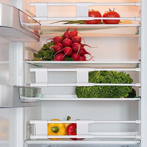SAVITA 4pcs Rv Refrigerator Bars, 9.8-15.7inch White Adjustable Rv Fridge Tension Bars Metal Rv Fridge Bars for Holding Food Drinks Rv Refrigerator Accessories