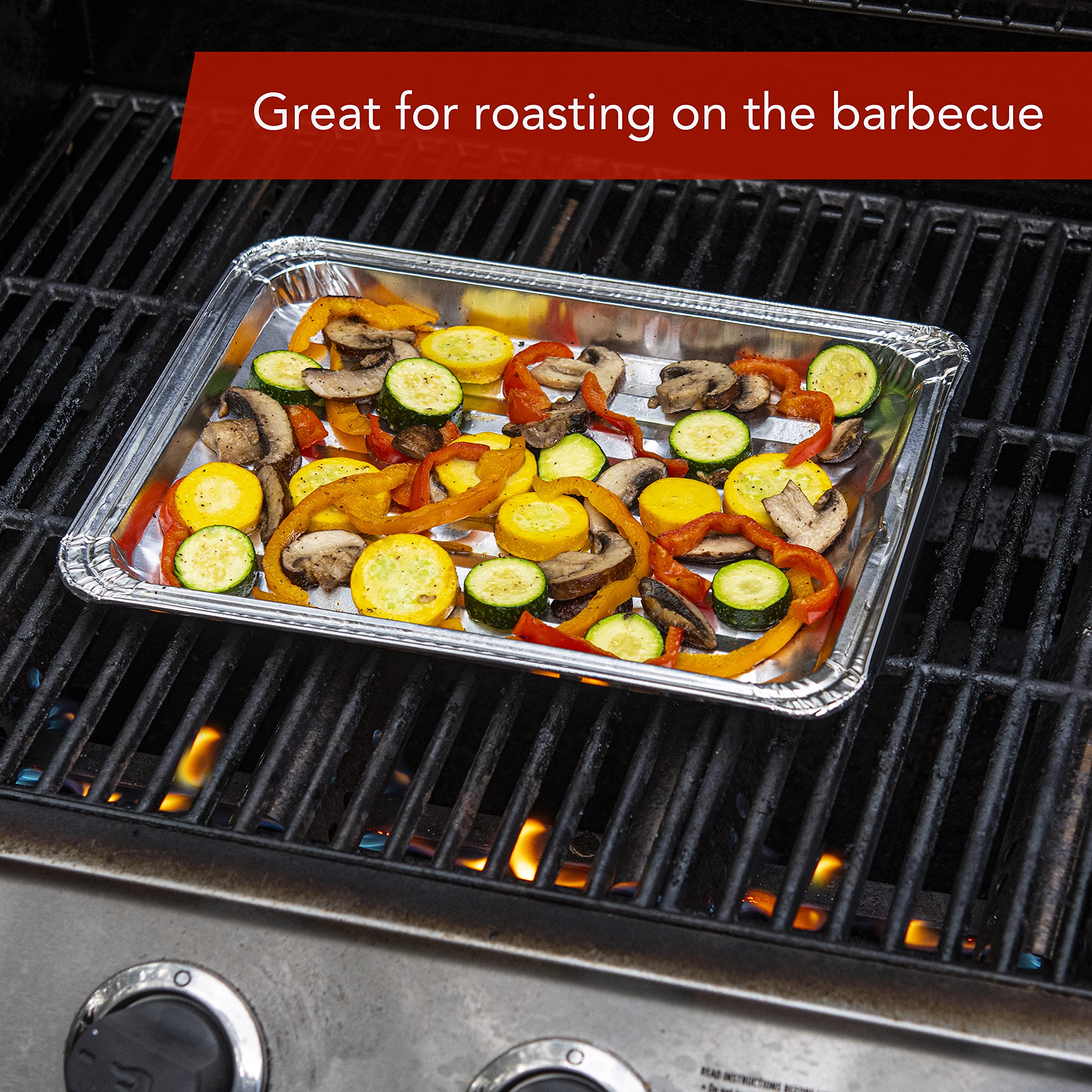 Heavy Duty Aluminum Foil Broiler Pans | Disposable Nonstick Oven Broiling Roaster Pan for Burgers, Steaks, Bacon, Roasts, Vegetables | 13 x 9 Inch Rectangular Prep Trays | 25 Pack