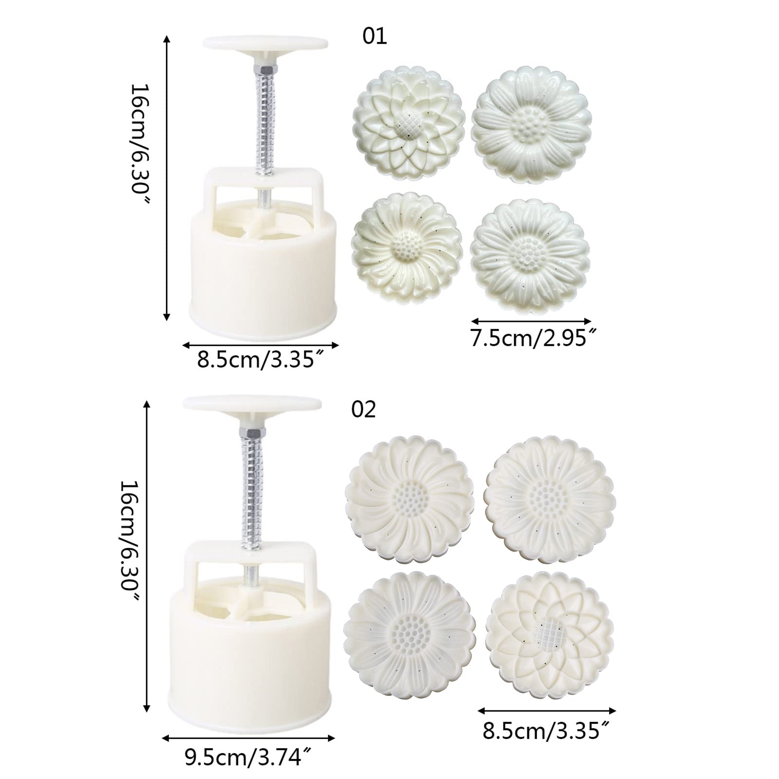 Fogun 200g Flower Shape Plastic Mooncake Molds Mooncake Mold DIY Baking Accessories Kitchen Tools for Mid-Autumn Festival