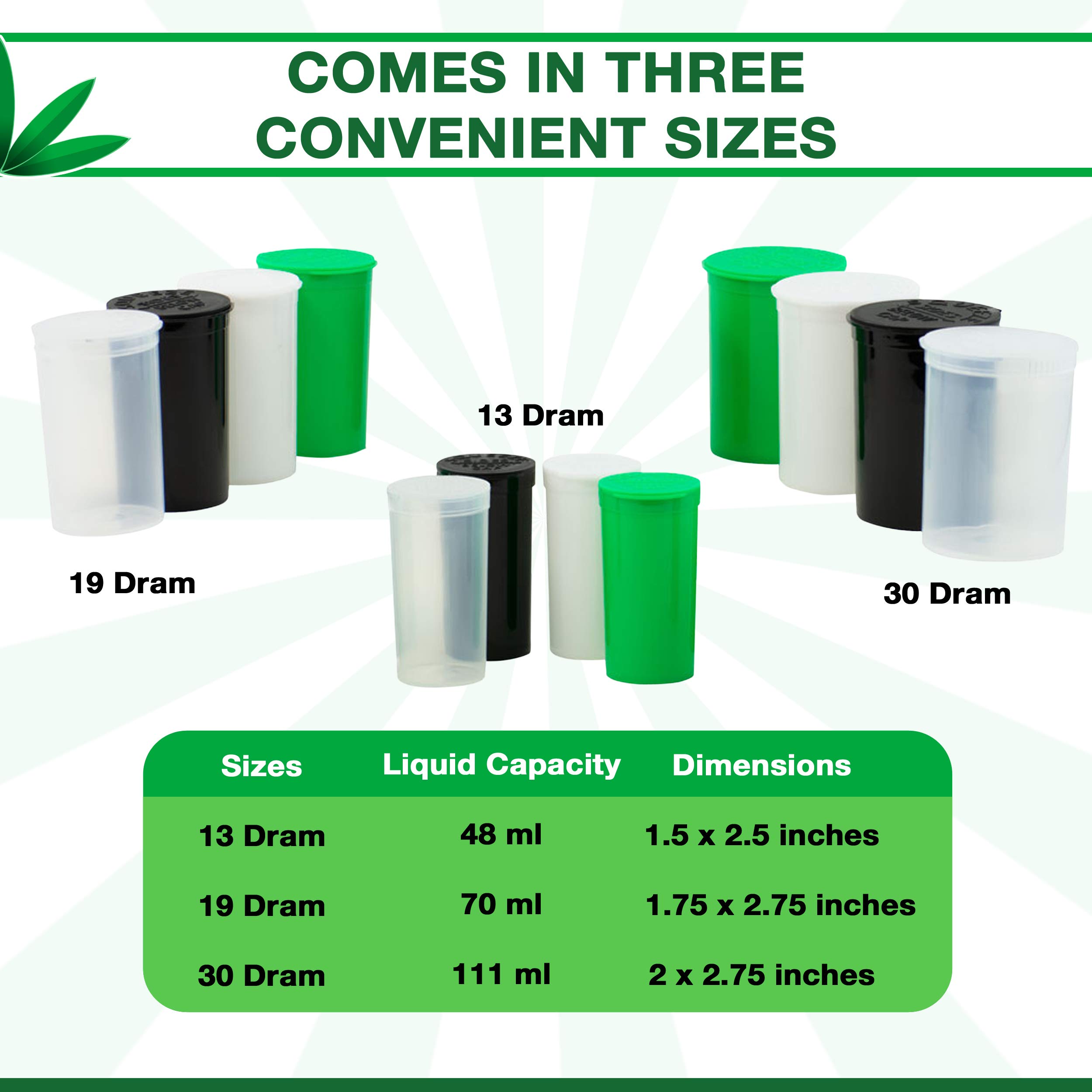 Emerald Mountain Supplier Pop Top Dram Containers | Durable Airtight Multipurpose Storage | Herb and Pill Organizer - 13 Dram (Clear, 216 Pieces)