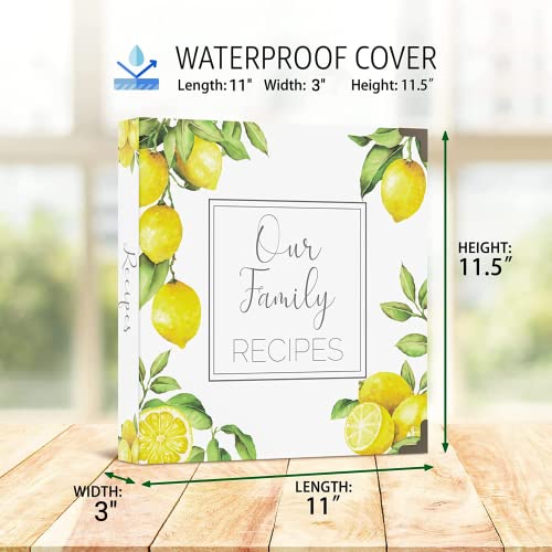 Recipe Binder 8.5x11 3 Ring Kit - 25 Double-Sided Recipe Cards, 50 Plastic Page Protector Sleeves, 10 Dividers & Labels -Blank Cookbook Binders - Make Your Own Full Page Family Recipes Organizer Album