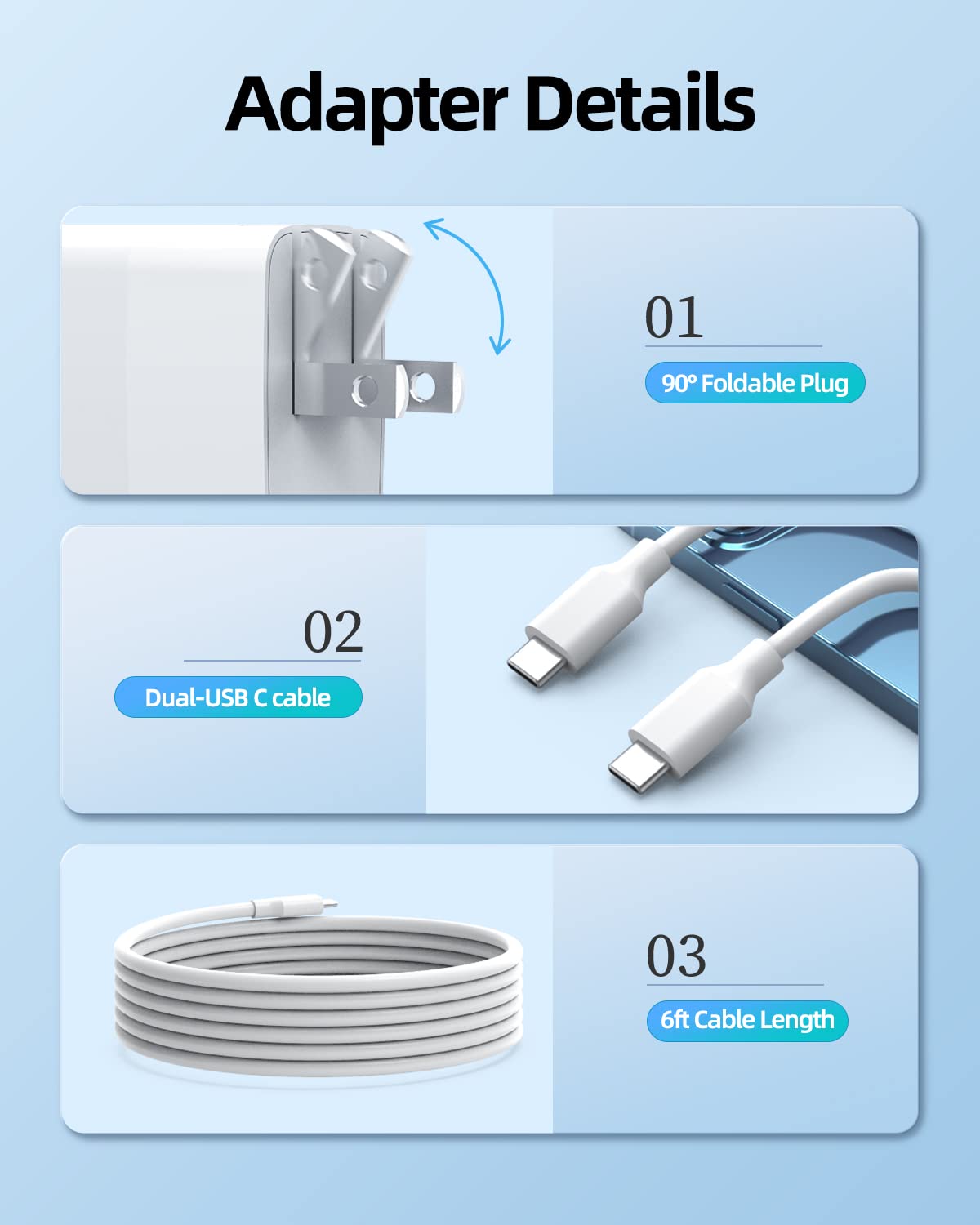 Foldable 20W Fast Charging for Google Pixel Charger- (Compatible with Pixel 8 8 pro 7 7a 7 Pro 6 6a 6Pro 5 5a 4a 4 3 3a 2 XL 2XL 3XL 4XL and 6Ft Charging Block Cable Power Cord) (White)