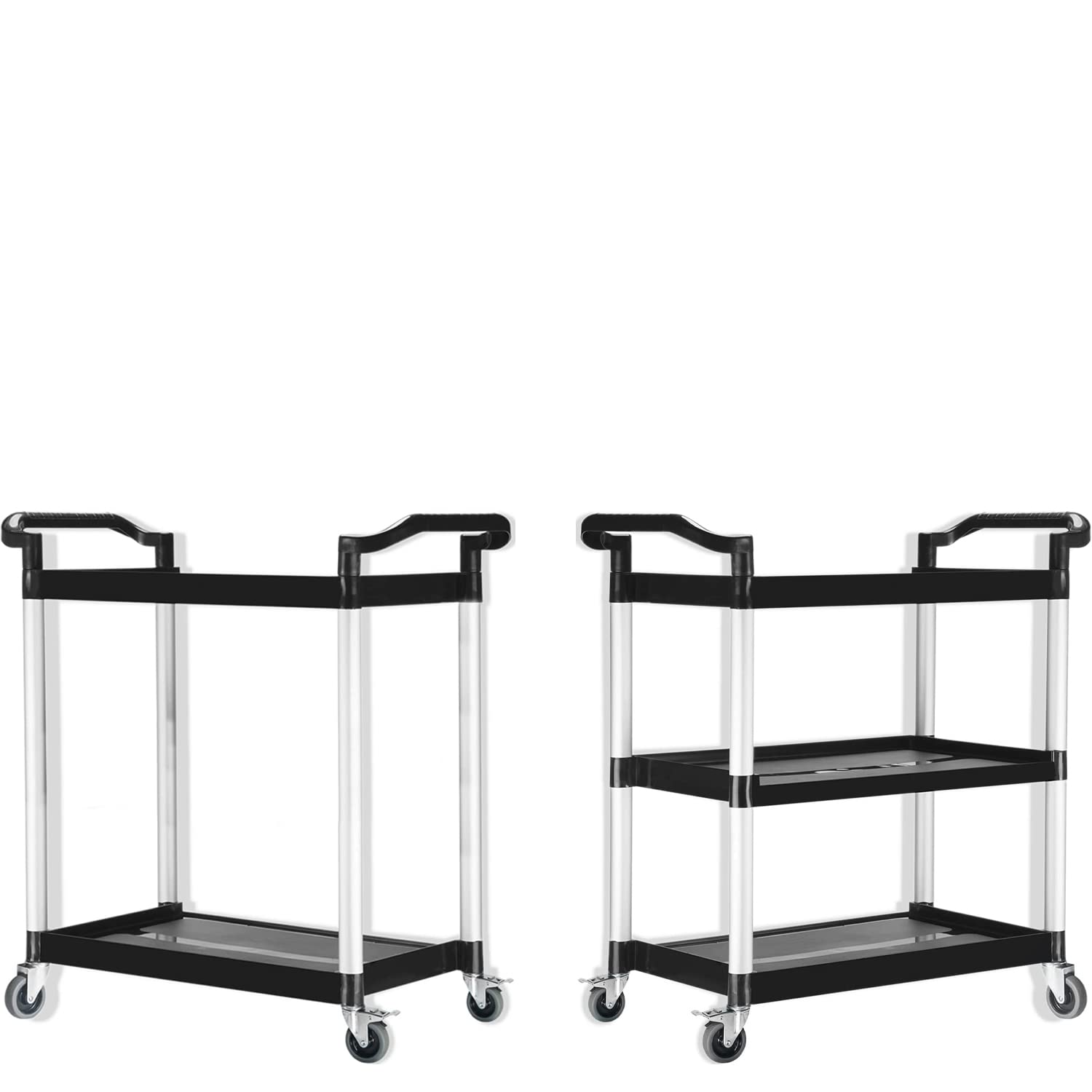 Plastic Utility Bussing Cart with Wheels | Custom Sizes, Colors and Shelves Quantity | Choose Between Available Sizes: 32" L x 16" W x 38''H | 42" L x 20" W x 38''H