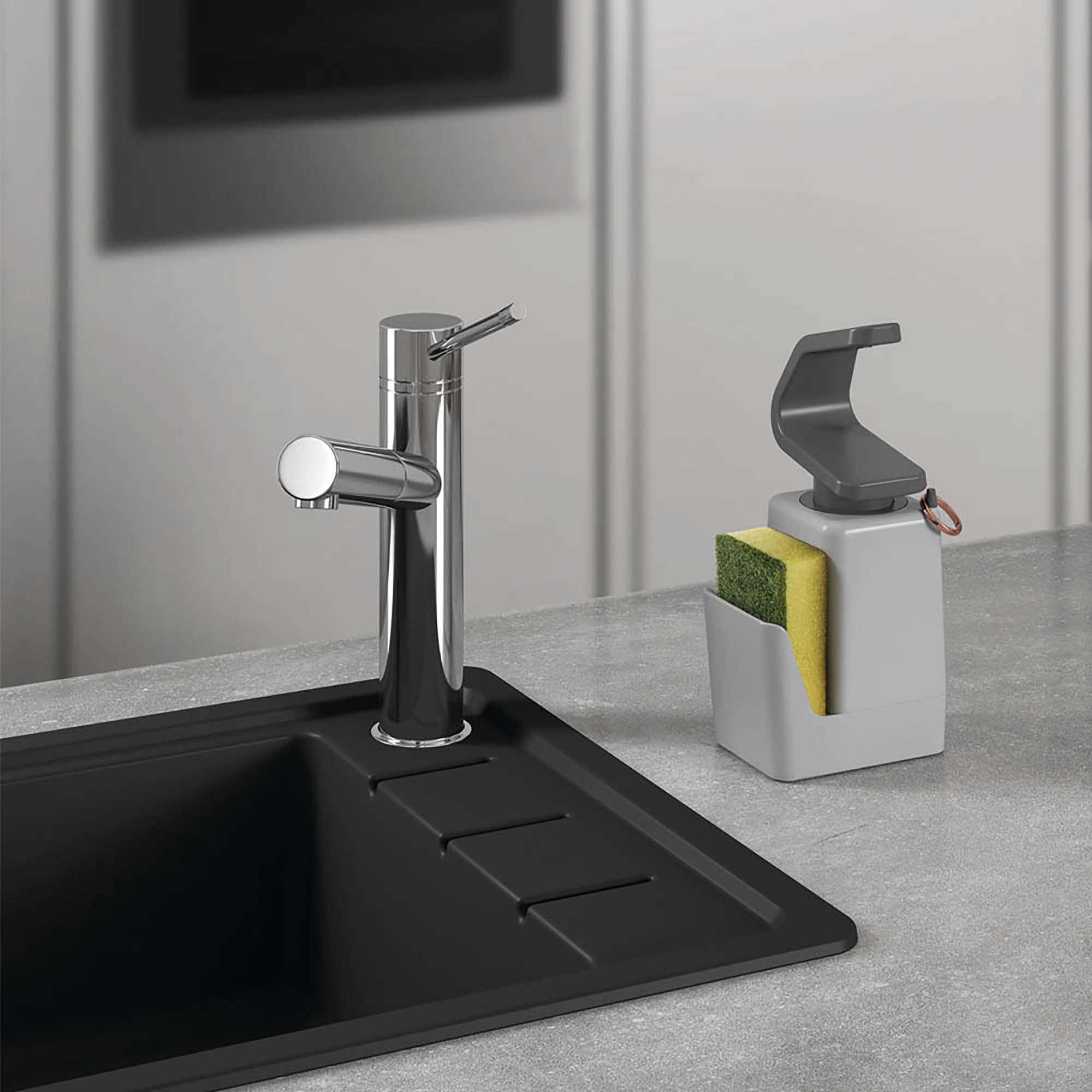 Metaltex Soap Dispenser for Sink, Grey, 11 x 8 x 22 cm