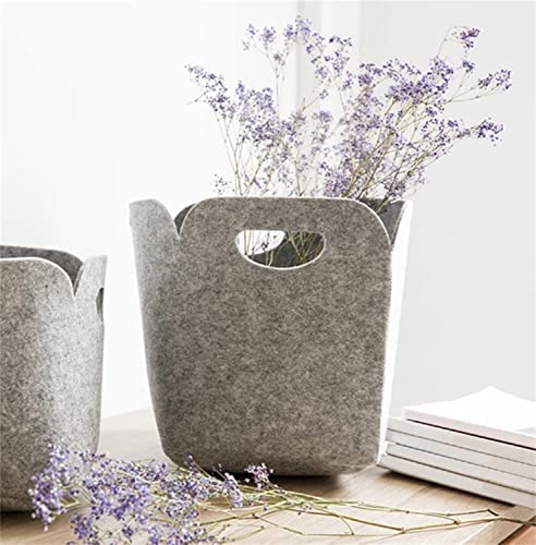 Foldable Felt Fabric Storage Basket, Convenient Box Organizer with Carry Handles for Office Bedroom Closet Babies Nursery Toys DVD Laundry Organizing (1 Pcs Medium)