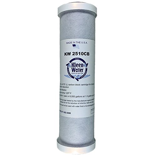 KleenWater KW2510HT Water Filter System - Whole House or Under Sink 2.5 x 10 Inch Housing, Bracket, Wrench and Two Carbon Block Cartridges