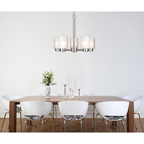 Westinghouse Lighting 6227400 Sylvestre Five-Light Interior Chandelier, Brushed Nickel Finish with Frosted Seeded Glass, 5
