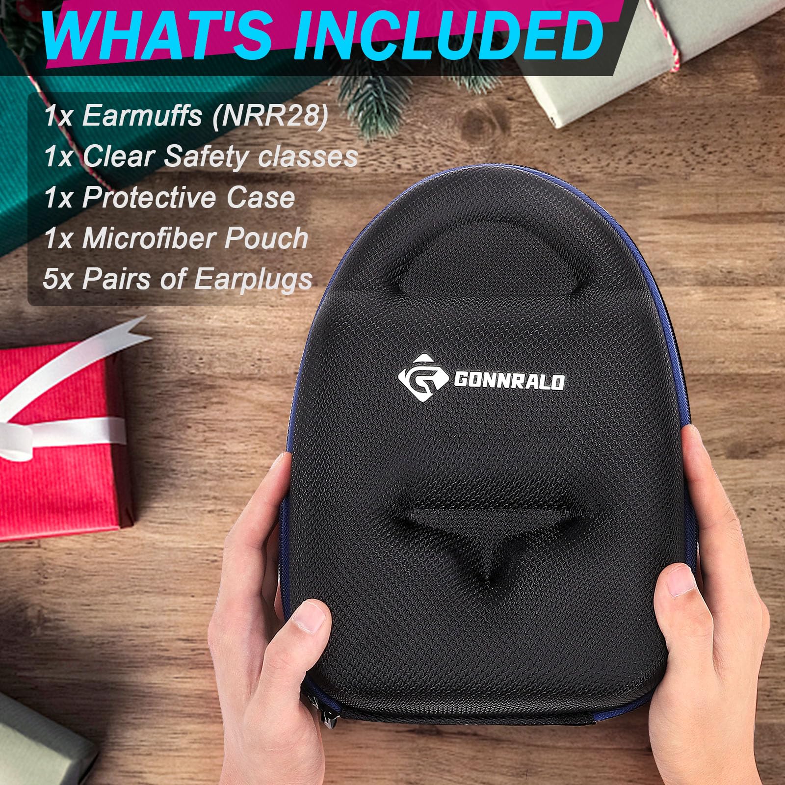 Gonnralo Shooting Ear Protection Earmuffs for Gun Range Noise Reduction,Safety Eye protection Glasses,Carrying case
