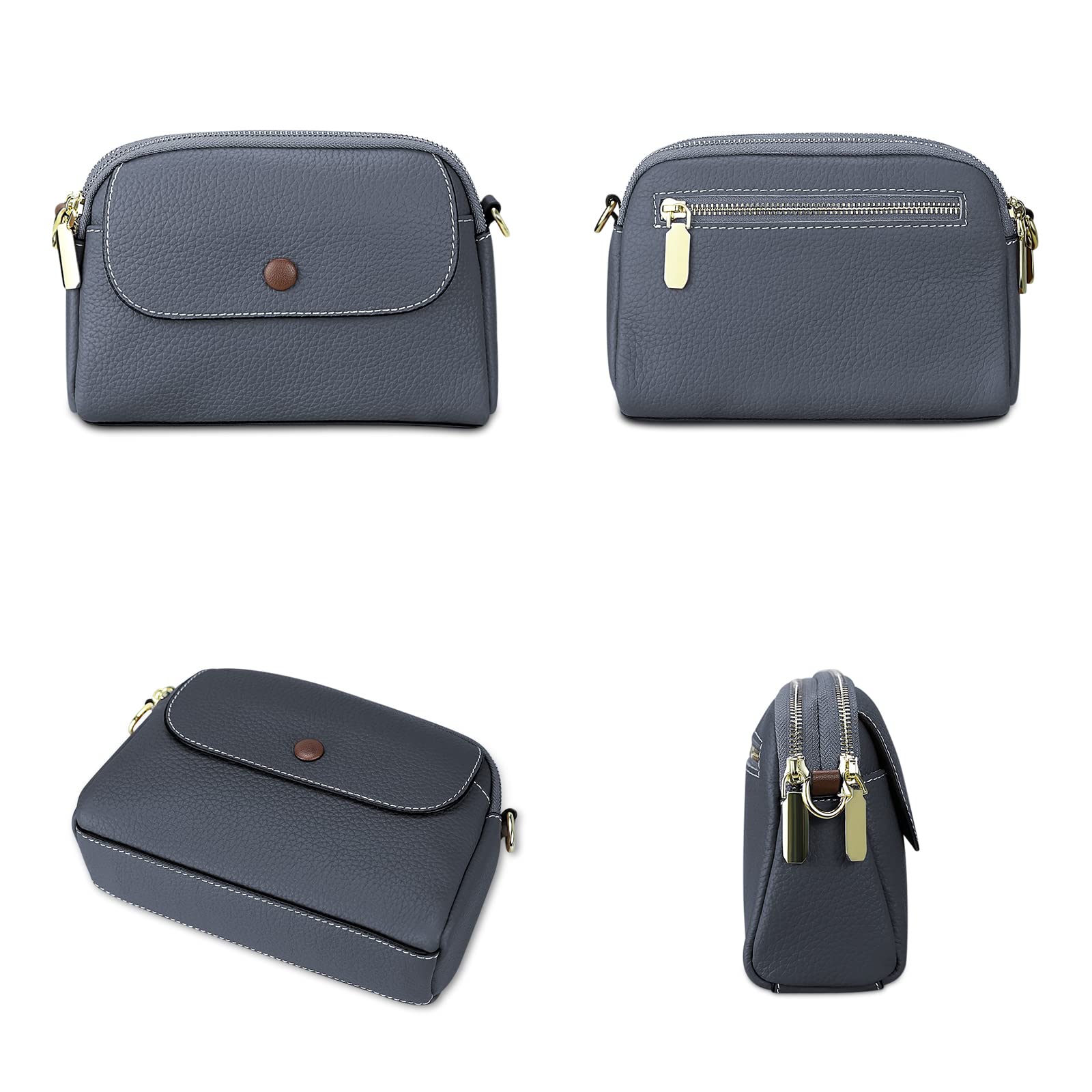 FUKUTAI Genuine Leather Crossbody Bag for Women - Shoulder Cross Body Handbags Purses Lightweight & Soft (Navy Blue)