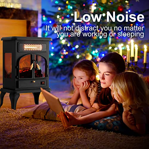 Selectric Electric Fireplace Heater with Remote ,22.4" Freestanding Portable Infrared Fireplace Heater with 3-Sides Realistic Flame for Indoor Use, Overheating and Tip-Over Safety,1000W/1500W
