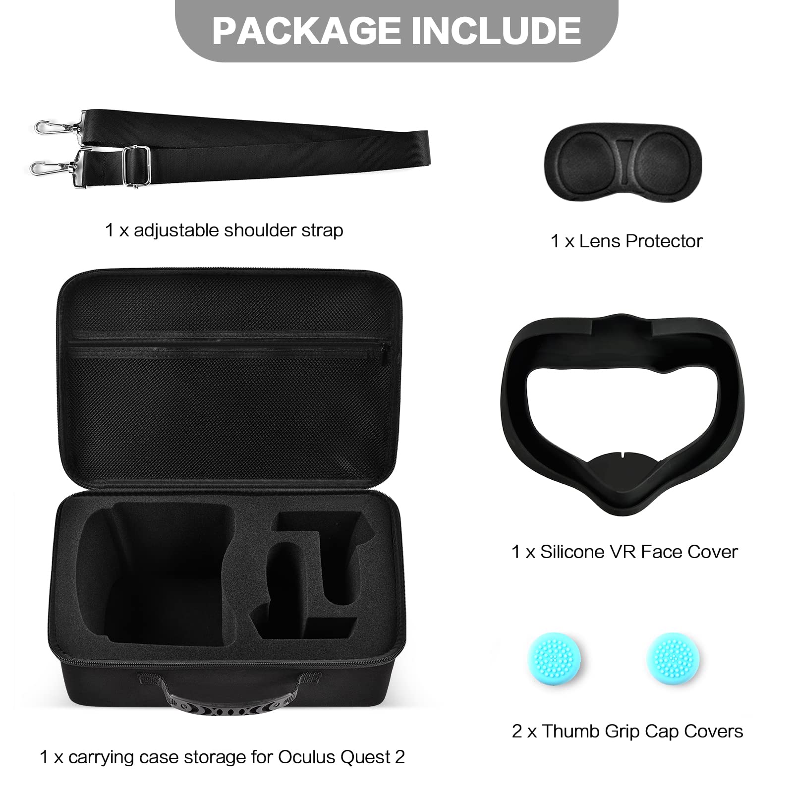 Hard Carrying Case for Oculus Quest 2 All-in-One VR Gaming Headset with USB Flash Drive Case - 2 Pack
