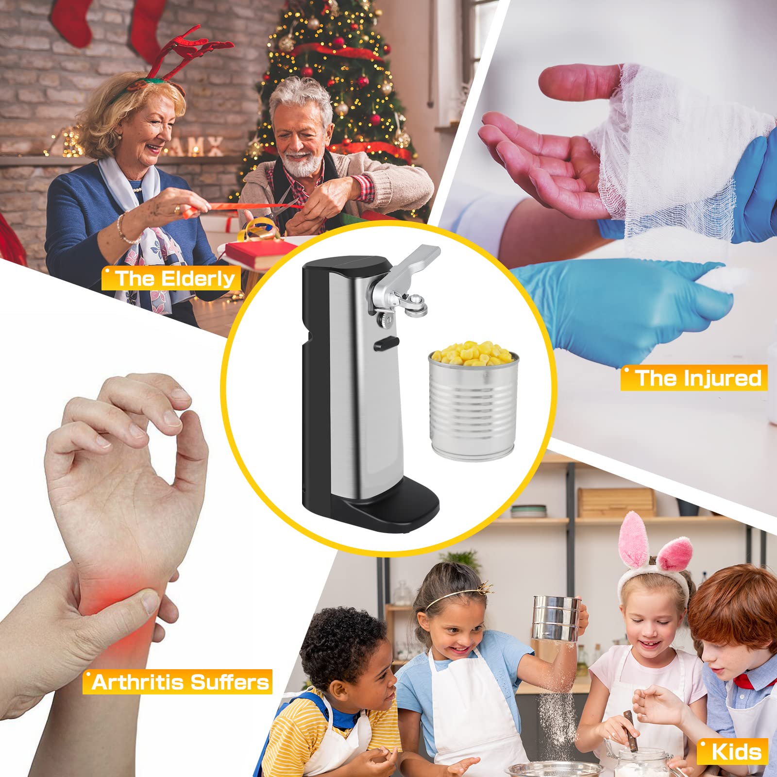 Davivy Electric Can Opener,Stainless Steel Tall Automatic Can Opener, Knife Sharpener and Bottle Opener