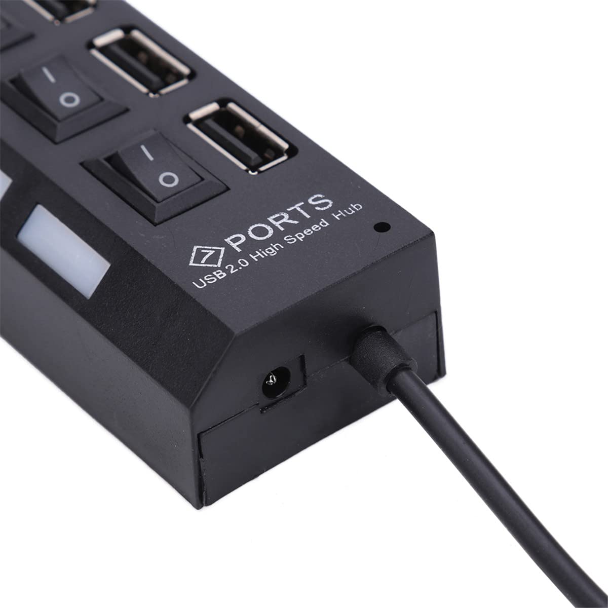 TXY 7 Port High Speed HUB USB 2.0 HUB Hub Power On/Off Switch LED for Pc Laptop USB Hub Splitter USB Adapter Charger (Black)