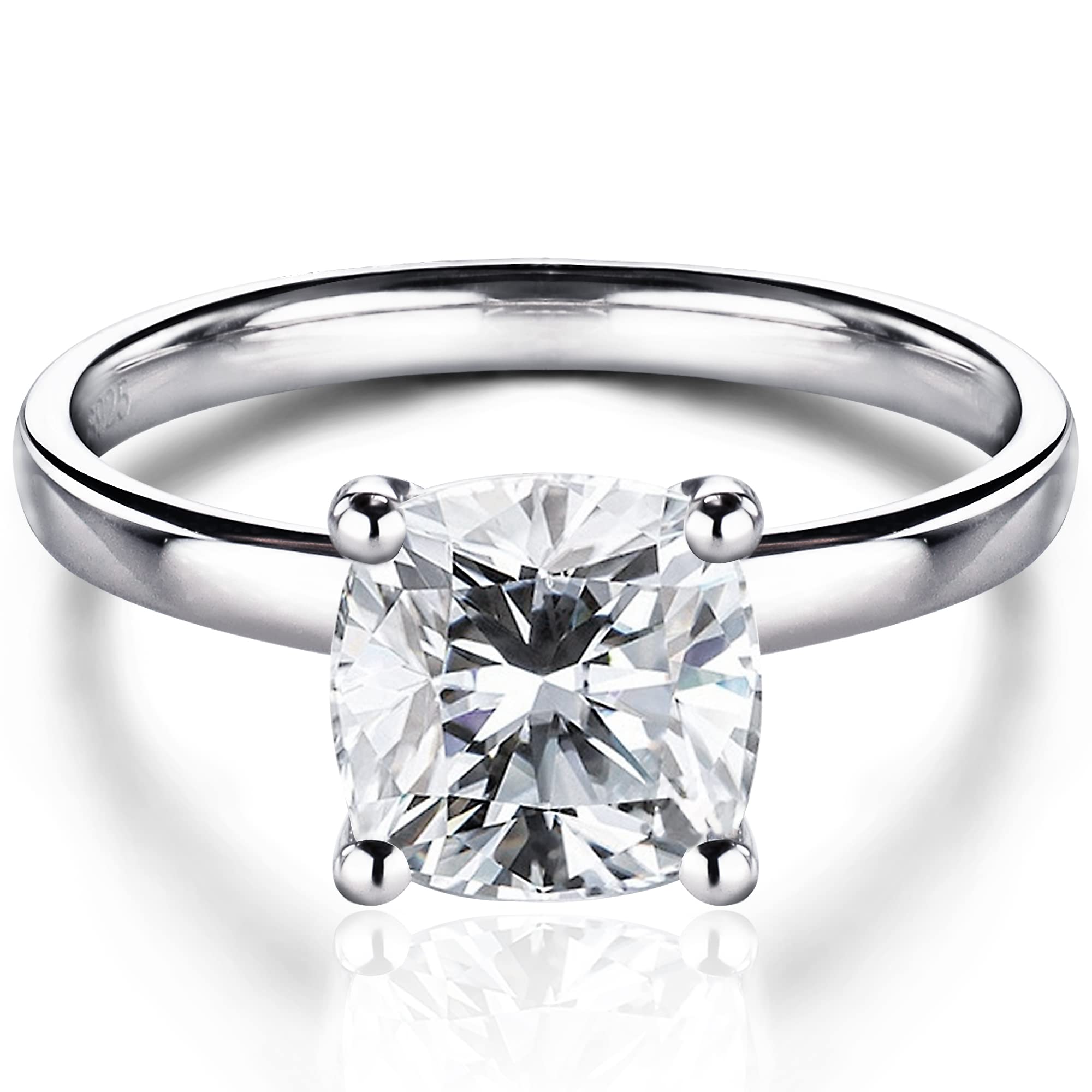 Cushion Cut 8 * 8mm 2.5ct Cubic Zirconia CZ 925 Sterling Silver Engagement Rings For Women Wedding Rings Size 5-10 (7.5)