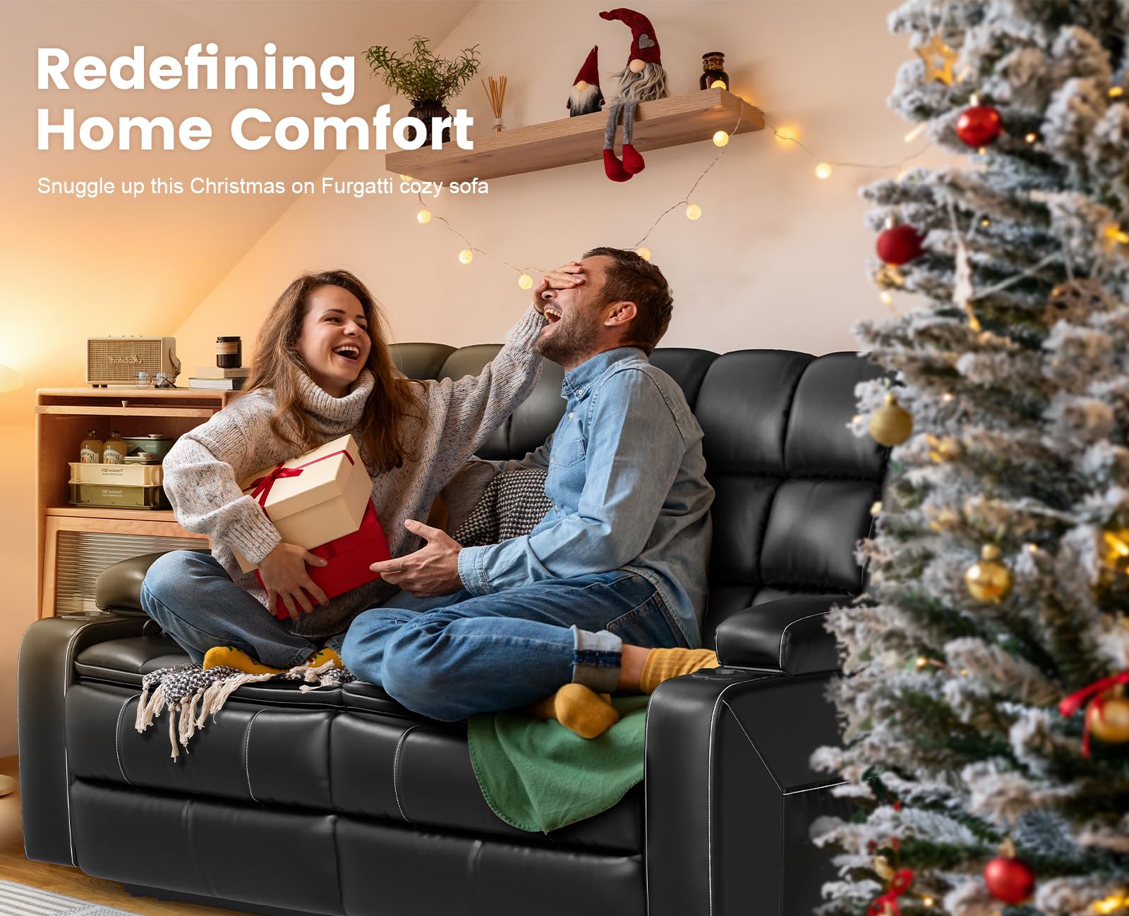 Loveseat Recliner Sofa, Reclining Loveseat with Removable Console, USB Ports & Cup Holders, RV Wall Hugger Double Recliner Couch, 2 Layer Cushion Modern Manual Love Seat Chair for Living Room, Black