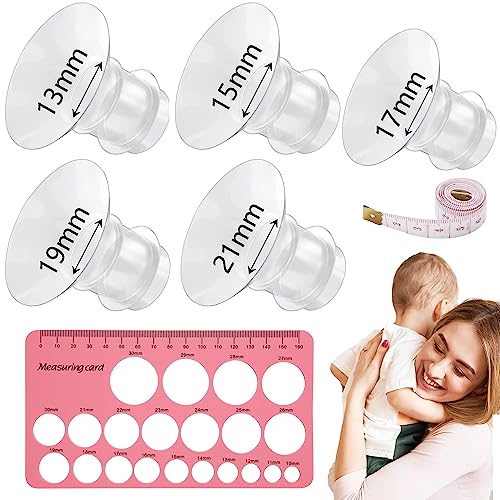 Silicone Flange Insert 13/15/17/19/21mm, Compatible with Medela, Willow, Momcozy S9/S10/S12 Wearable Hand Free Breast Pump Flange Insert, Reduce 24mm Shield/Flange Nipple Tunnel Down to Correct Size