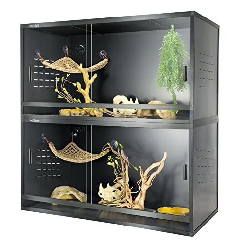 Large Reptile Terrarium 44 Gallon 40 * 16 * 16" for Bearded Dragon Lizard Snake Cage Reptiles Enclosure Wide Breeding Lounge Vivarium Area with Sliding Doors Lock for Crawling Pet