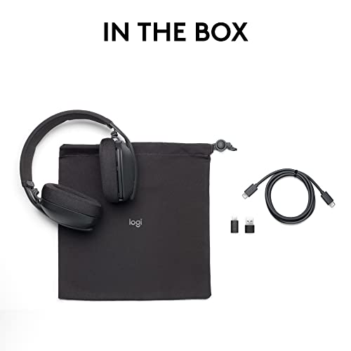 Logitech Zone Vibe Wireless Bluetooth Headphones with Noise-Canceling Mic, USB-A, USB-C, for Google Meet, Google Voice, Zoom, Mac/PC, Black