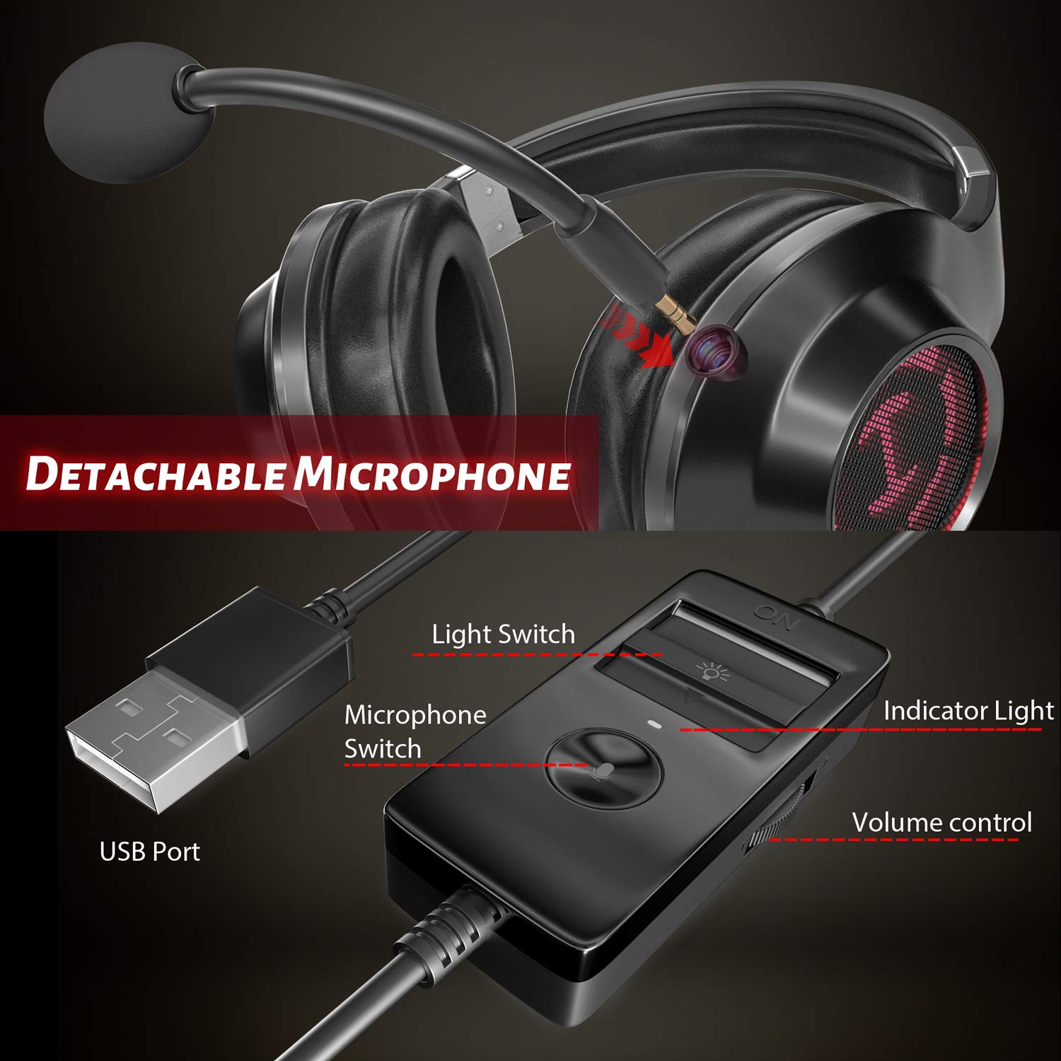 Edifier G2II Gaming Headset for PC PS4 USB Wired Gaming Headphones with 7.1 Surround Sound with Noise Canceling Microphone and RGB Light 50mm Driver Compatible with Mac Desktop PC Black