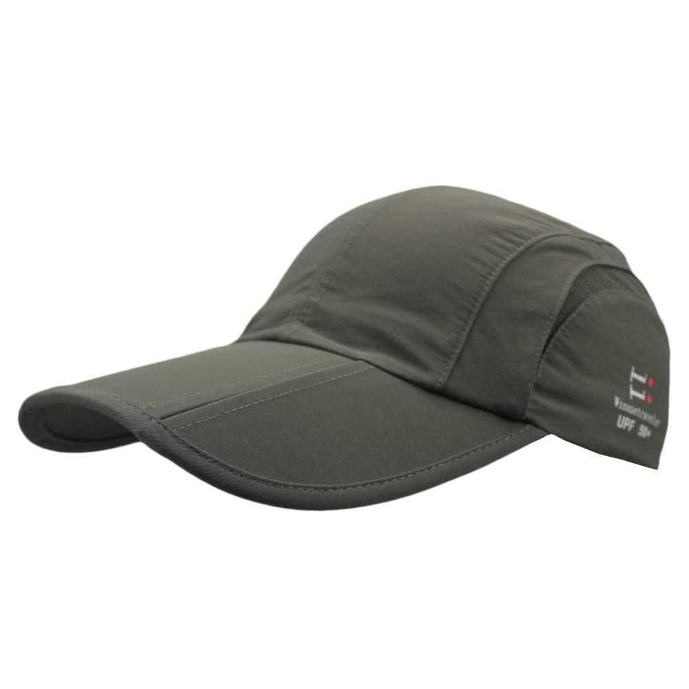 Foldable UPF 50+ Sun Protection Portable Hats Quick Dry Baseball Cap Adjustable Outdoor Sports Hat for Men, Women (Dark Grey)