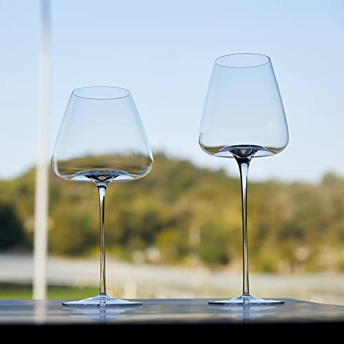 EUNA Hand-Blown Crystal Wine Glasses - Ultra-Thin, Long Stem, Crystal Clear Bordeaux Red and White Wine Glasses (25 oz) - Perfect for Gifting and Entertaining