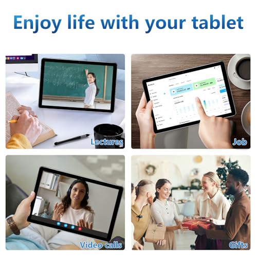 EHFiDC Android 13Tablet 2 in 1 Tablet, 10 inch Android 13 Tablet 6GB+64GB with Keyboard, Tablets with Case Stylus,1TB Expandable Dual Camera, WiFi, Bluetooth, GMS Certified Tablet PC (Black)