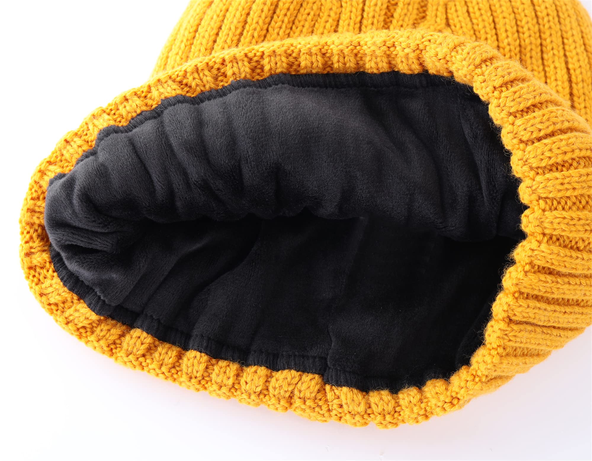 Connectyle Knit Cuffed Beanie Hat for Men Women Fleece Lined Warm Knitted Winter Hats Mustard Yellow