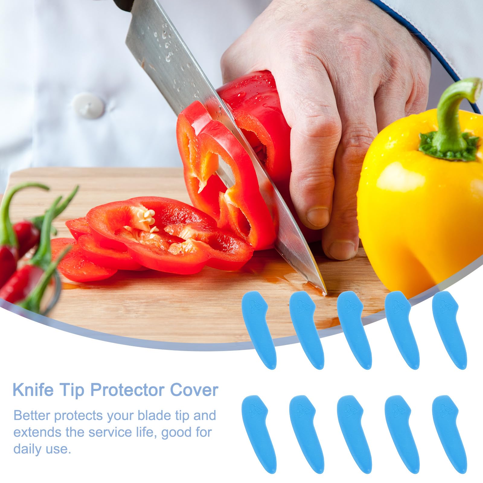uxcell 100Pcs Blade Knife Tip Protector Cover Plastic Knife Guard Sleeves Knife Blade Tip Sleeves Cover for Kitchen, Blue