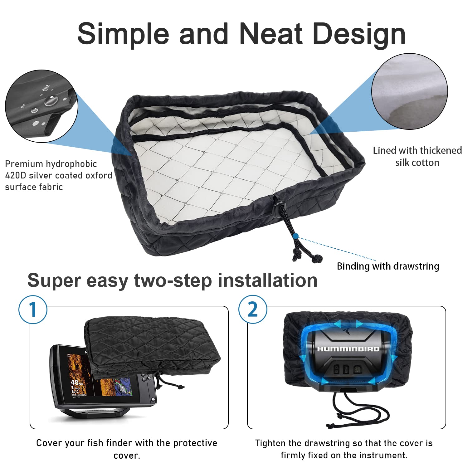 Fish Finder Cover for Humminbird Helix 7 All Series, Splash-Proof Sun Cover for H7 Gimbal Mount Installations, Protects Your Screen from Sun/Weather Damage with Drawstring