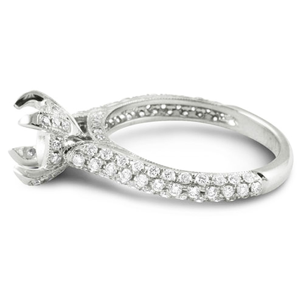 Dazzlingrock Collection 1.05 Carat (Ctw) 18k Round Diamond Semi Mount Round Diamond Engagement Ring (No Center Stone), White Gold, Size 6.5