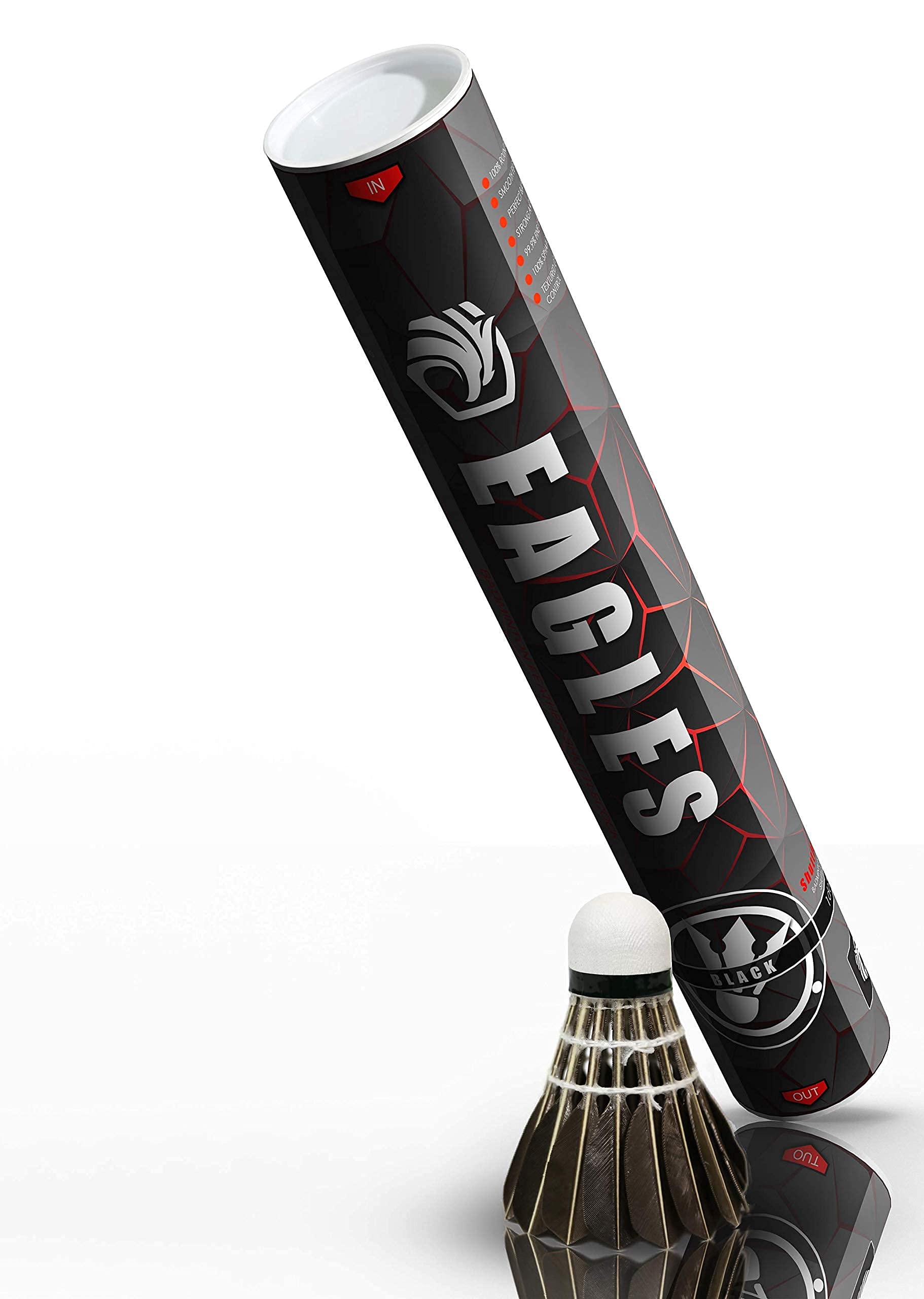 EAGLES Badminton Birdies Feather Bedminton Shuttlecocks- Birdie Ball for Indoor and Outdoor Matches ~ Highly Stable & Durable Shuttle Balls (Black)