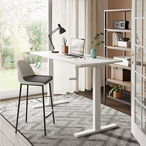DEVAISE Adjustable Height Standing Desk, 47 inch Sit to Stand Up Desk Workstaion with Crank Handle for Office Home, White
