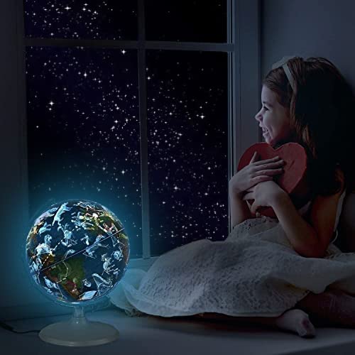 CYHO Illuminated World Globe - USB 2 in 1 LED Desktop World Globe, Interactive Earth Globe with World Map and Constellation View Fit for Kids Adults, Ideal Educational Geographic Learning Toy