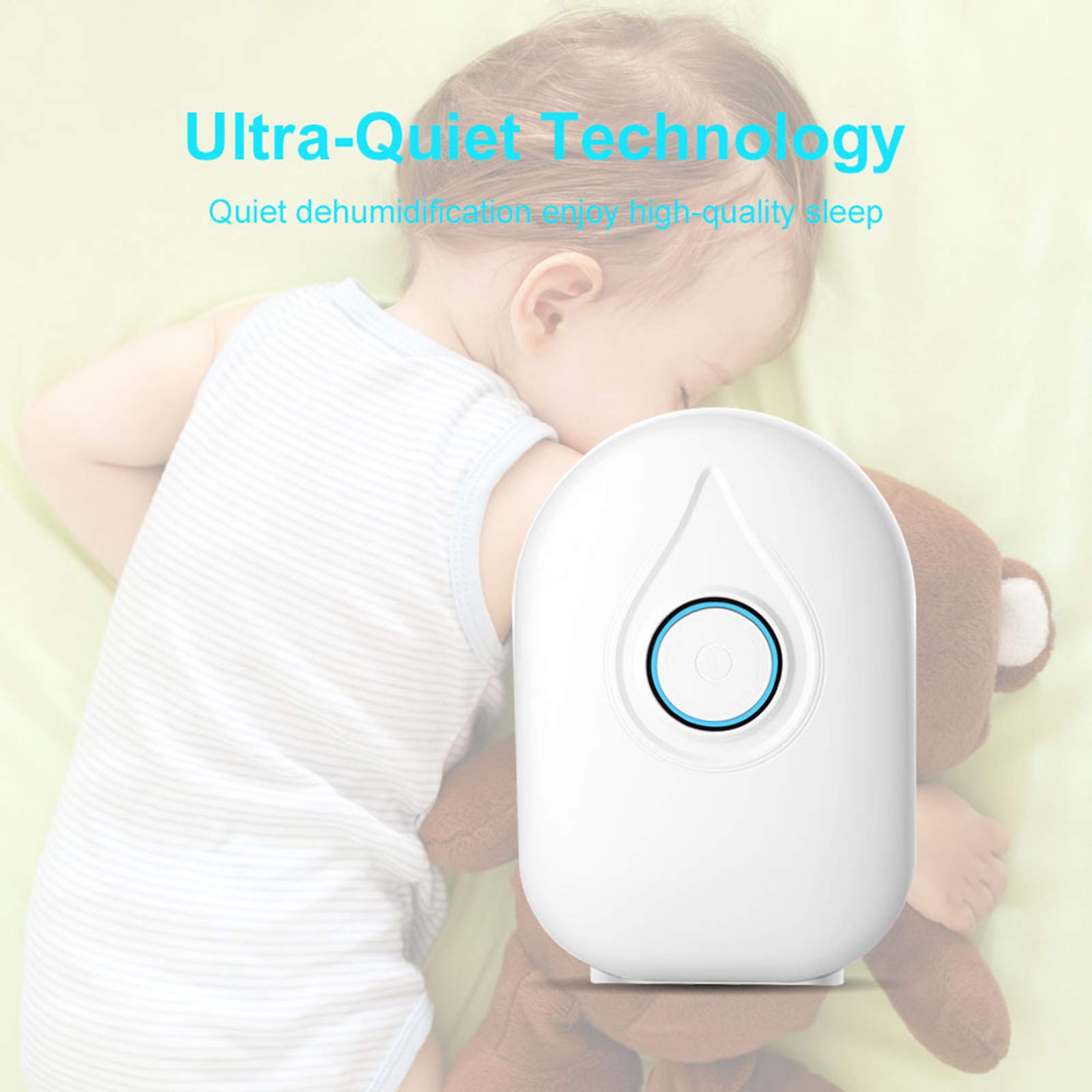 EALEK Electric Mini Dehumidifier 500ML Auto shut off Ultra-Quiet Portable and Compact Quiet Small Dehumidifiers or Bedroom Bathroom Closet Basement