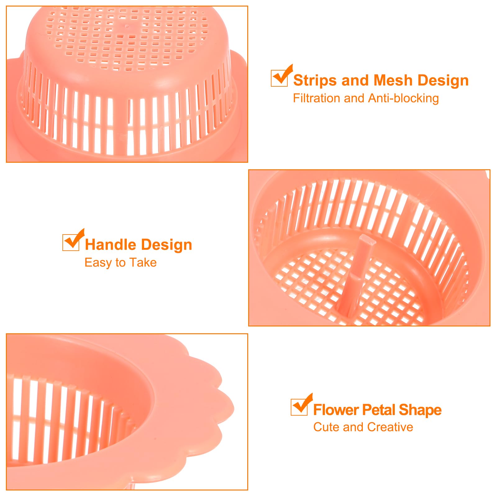 uxcell Sink Drain Strainer, Plastic Kitchen Sink Filter Hair Drain Catchers Sink Strainers for Kitchen Bathroom Balcony, Pink 4Pcs