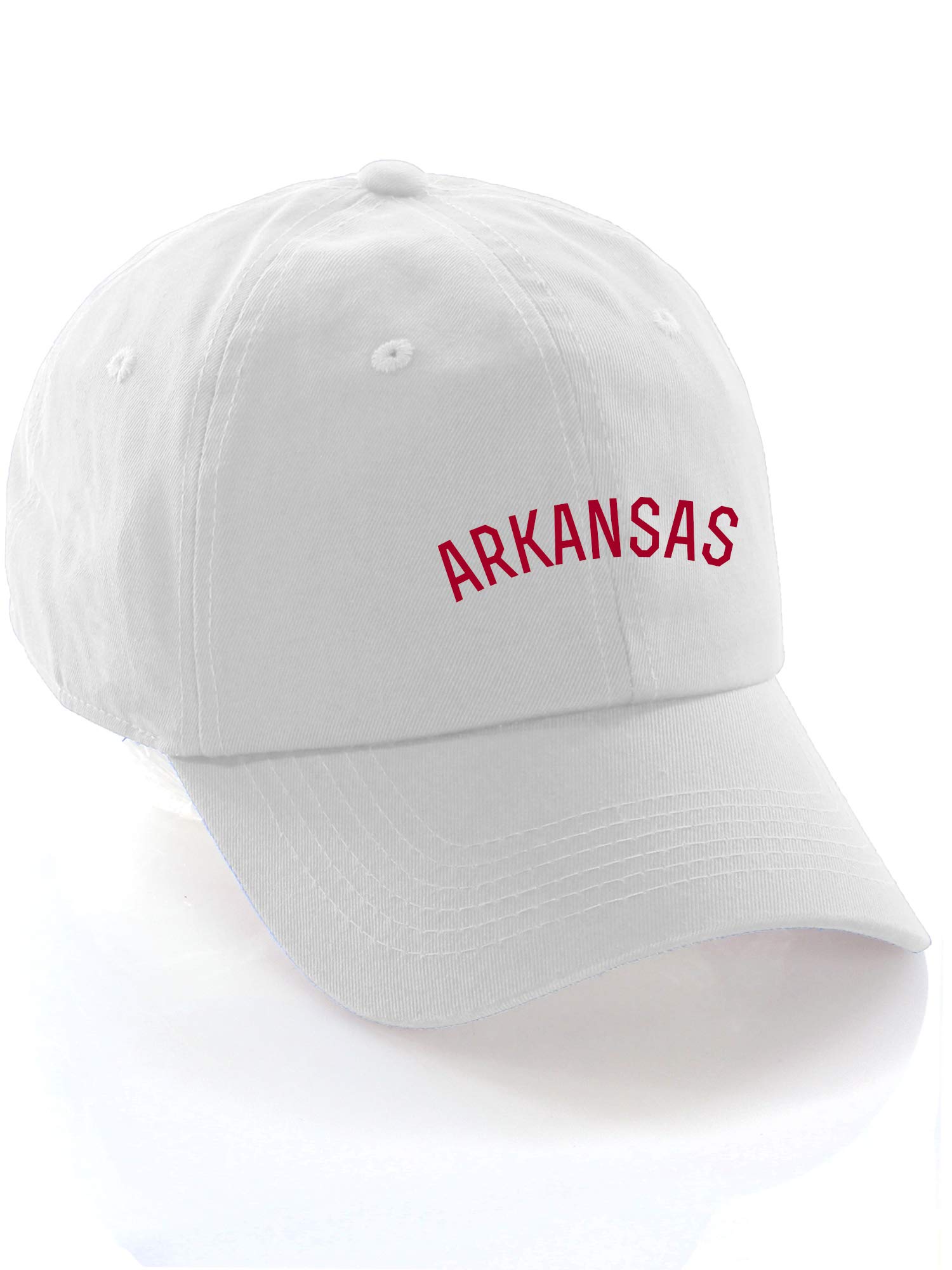 Daxton USA Cities Baseball Dad Hat Cap Cotton Unstructure Low Profile Strapback - Arkansas White Red