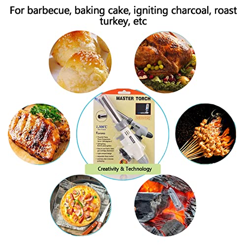 Electronic ignition Butane Torch - Culinary Torches Chef Cooking Professional Adjustable Flame for BBQ, Baking, Jewelry (gas Not Included)