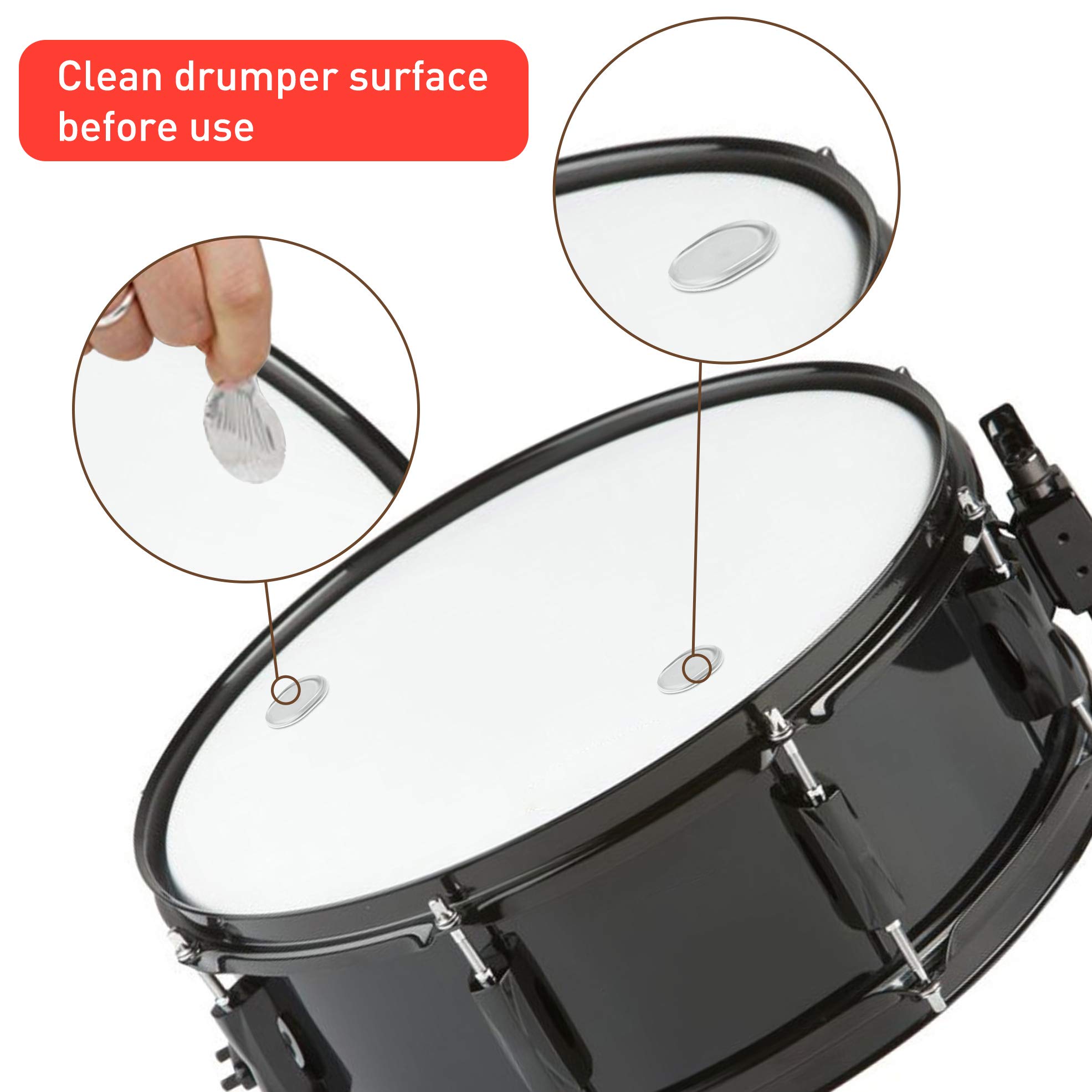 Drum Gel, 44pcs Clear Drum Dampeners for Snare Drum, Silicone Silencers, Mute, Muffler Dampening Gel Pads, Drum Damper for Snare Tom Drum Cymbals