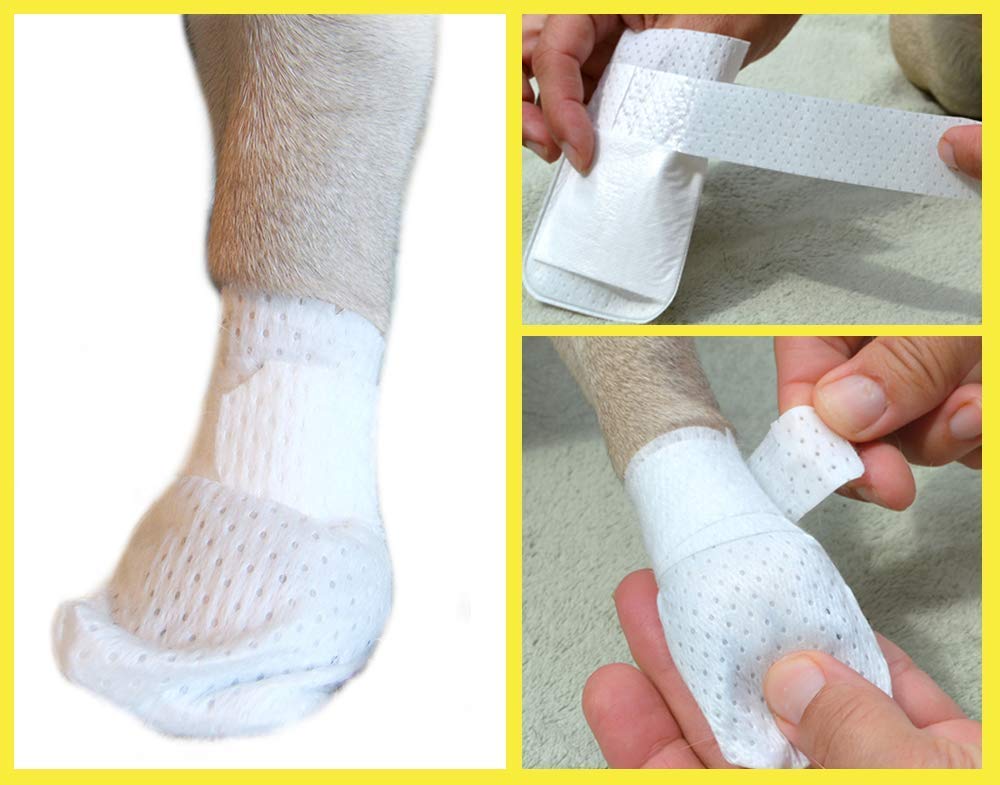 PawFlex Medimitt Paw Bandages for Dogs, Cats and Pets Medical Booties, First aid for Paws Non Slip, Non Adhesive, Breathable,Disposable, Washable, Adjustable Strap, Value Pack (X-Small 12-Pack)