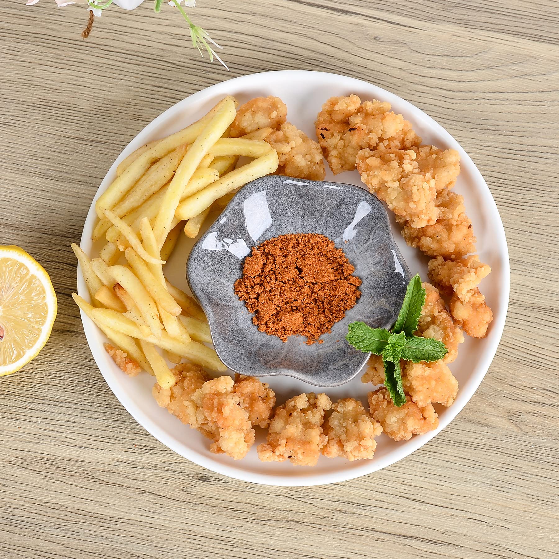 Dipping Bowls Set of 6, Ceramic Soy Sauce Dish, Flower Dipping Sauce Bowls, Pinch Bowls, Special Reactive Glazed Small Condiment Finger Bowls for Dip Sushi Soy Sauce Cup Dish