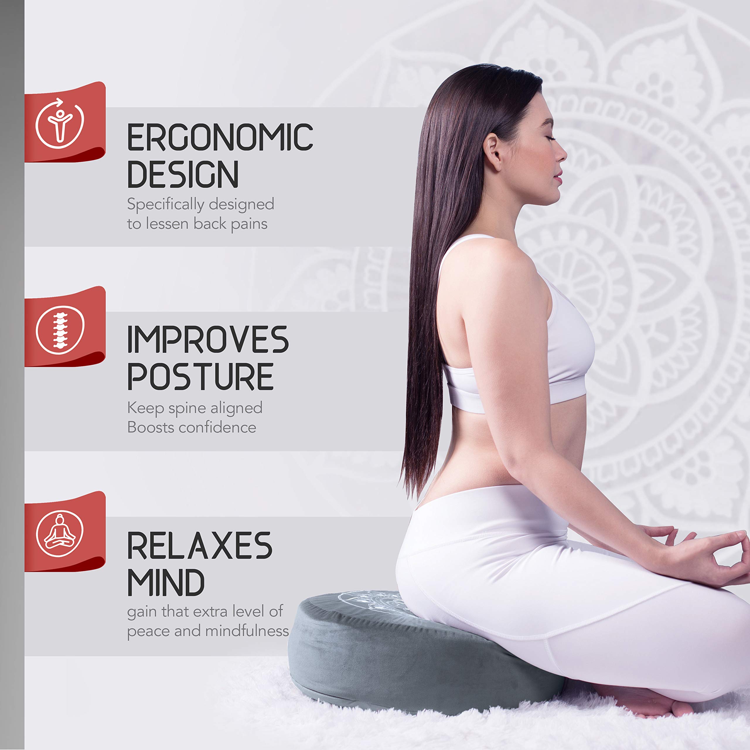 Florensi Yoga & Meditation Bundle | Ocean Abyss Meditation Cushion & Yoga Wheel 3 Pack
