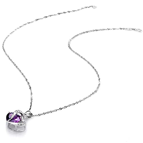 shiYsRL Women Necklace Pendant, Women Fashion Cubic Zirconia Inlaid Heart Shape Pendant Necklace Jewelry Gift Birthday Gift for Mom Women Wife Girls Her - Blue