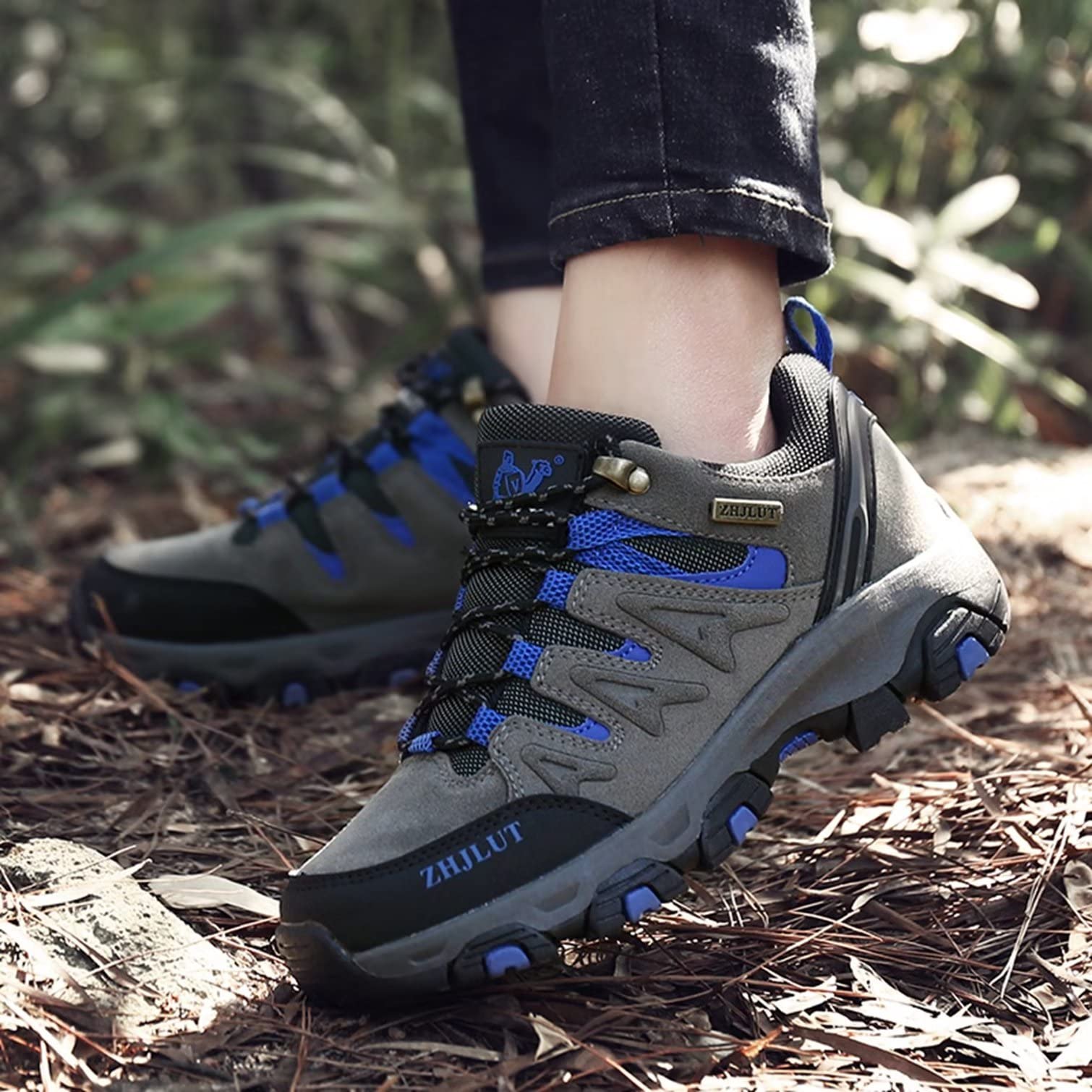 HARMOX Women's Men's Hiking Boot Slip Resistant Hiking Shoes for Men Lightweight Grey