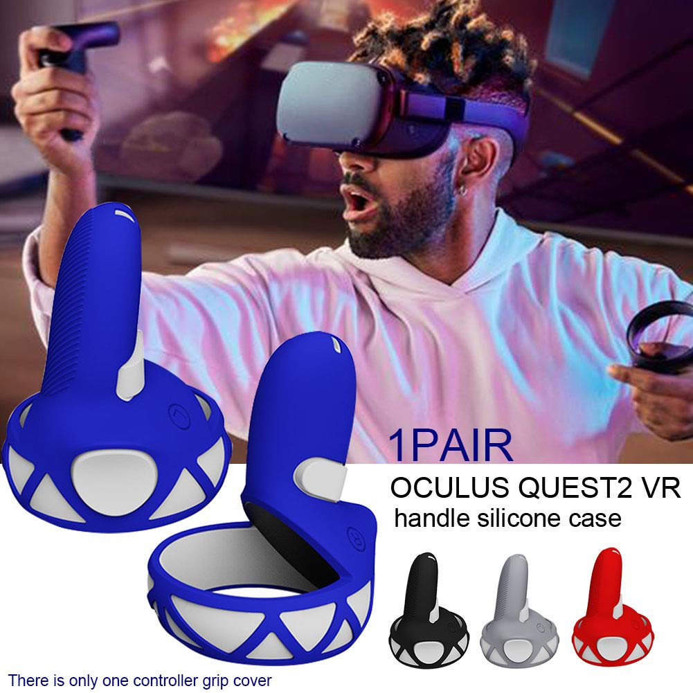 EKDJKK Controller Grip Cover Soft Scratch Proof Silicone Handle Grips Knuckle Straps VR Protective Sleeve for Oculus Quest 2(Red)