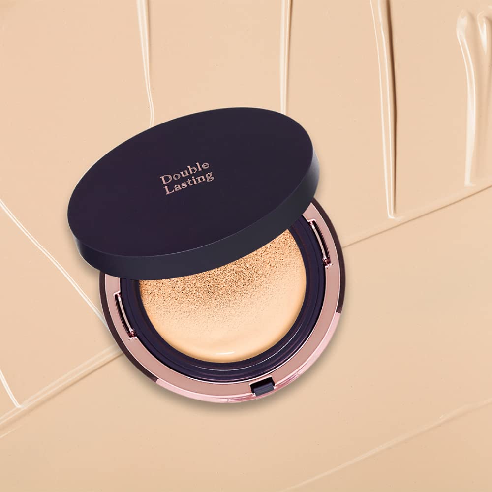 ETUDE Double Lasting Cushion Matte #21N1 Neutral Beige SPF50/PA++ | 24 Hours Long-lasting, Lightly Covers Your Face And Creates Clean, Soft Skin | Korean Makeup