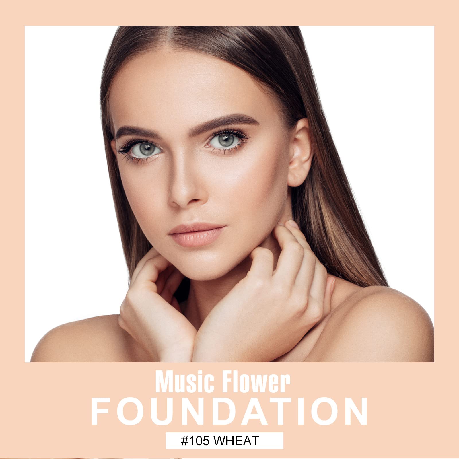 Music Flower Radiance Velvet Foundation, Lightweight Concealer Cream Matte Finish, Natural Long Lasting Full Coverage Make Up Look, 1.55 Fl Oz (44g) (Wheat)