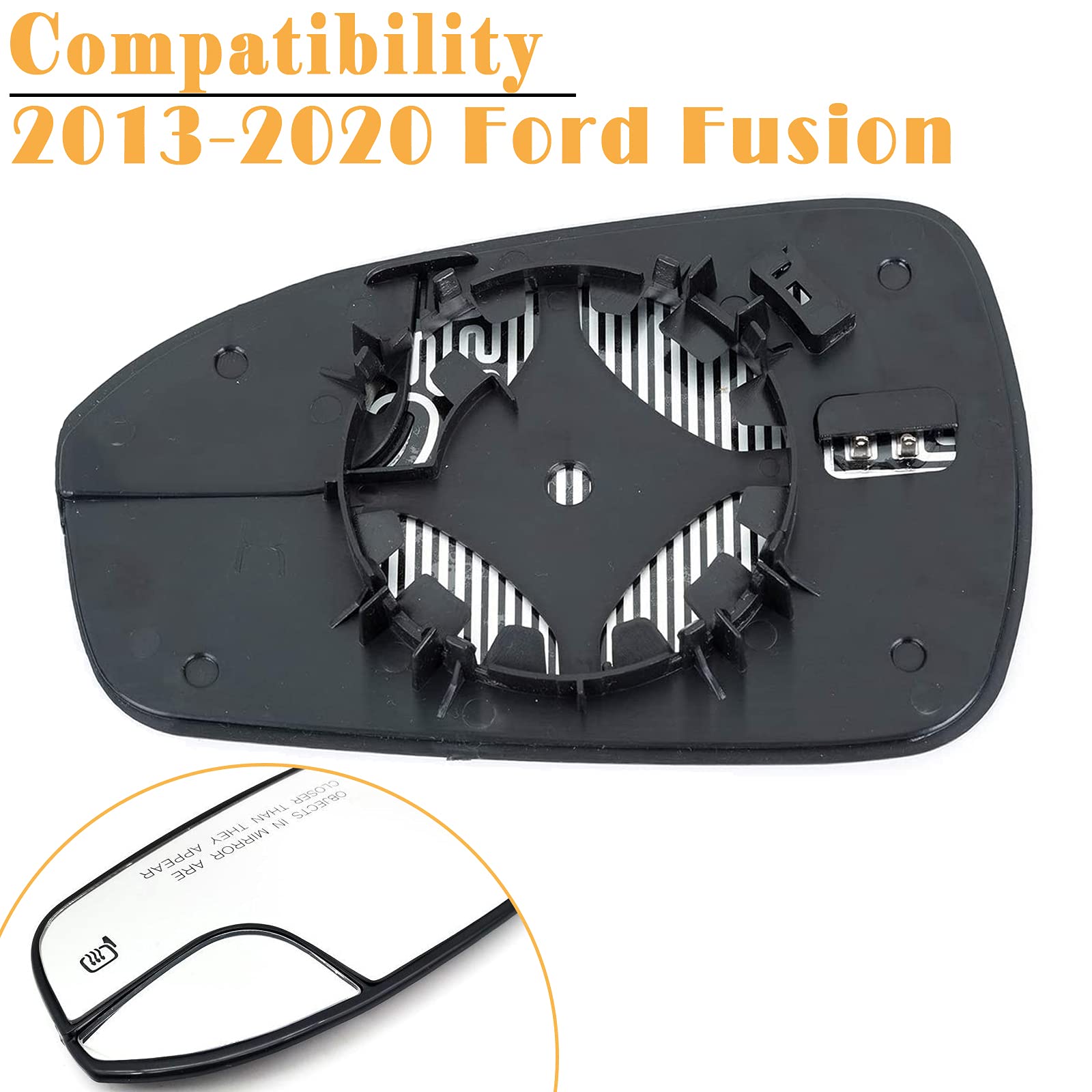 DS7Z17K707B Fusion Passenger Side Mirror Compatible with 2013-2020 Ford Fusion Right Power Heated Convex Mirror Glass