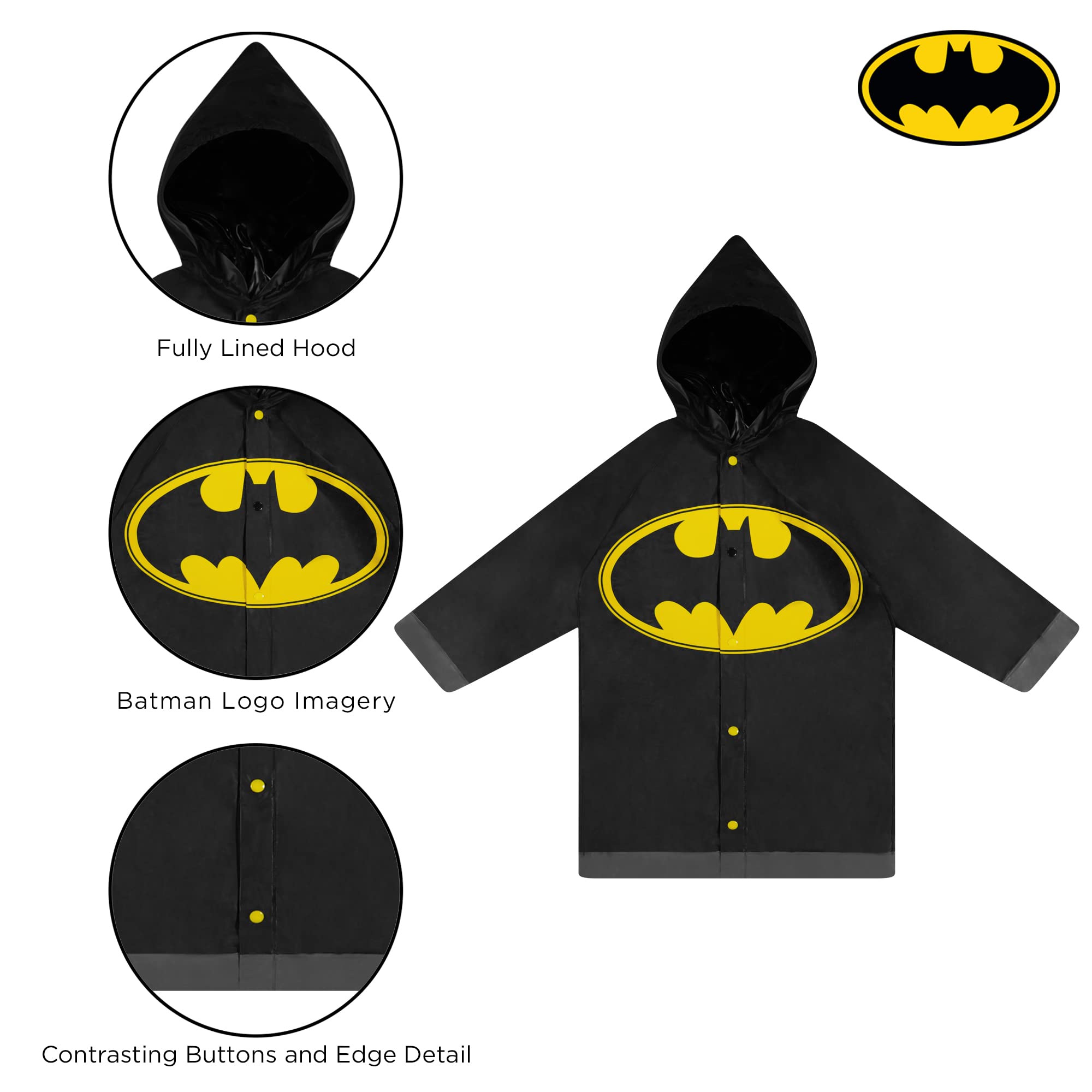 DC Comics Boys Kids Umbrella and Poncho Raincoat Set, Batman & Superman Rain Wear for Toddler 2-3 or Kids 4-7