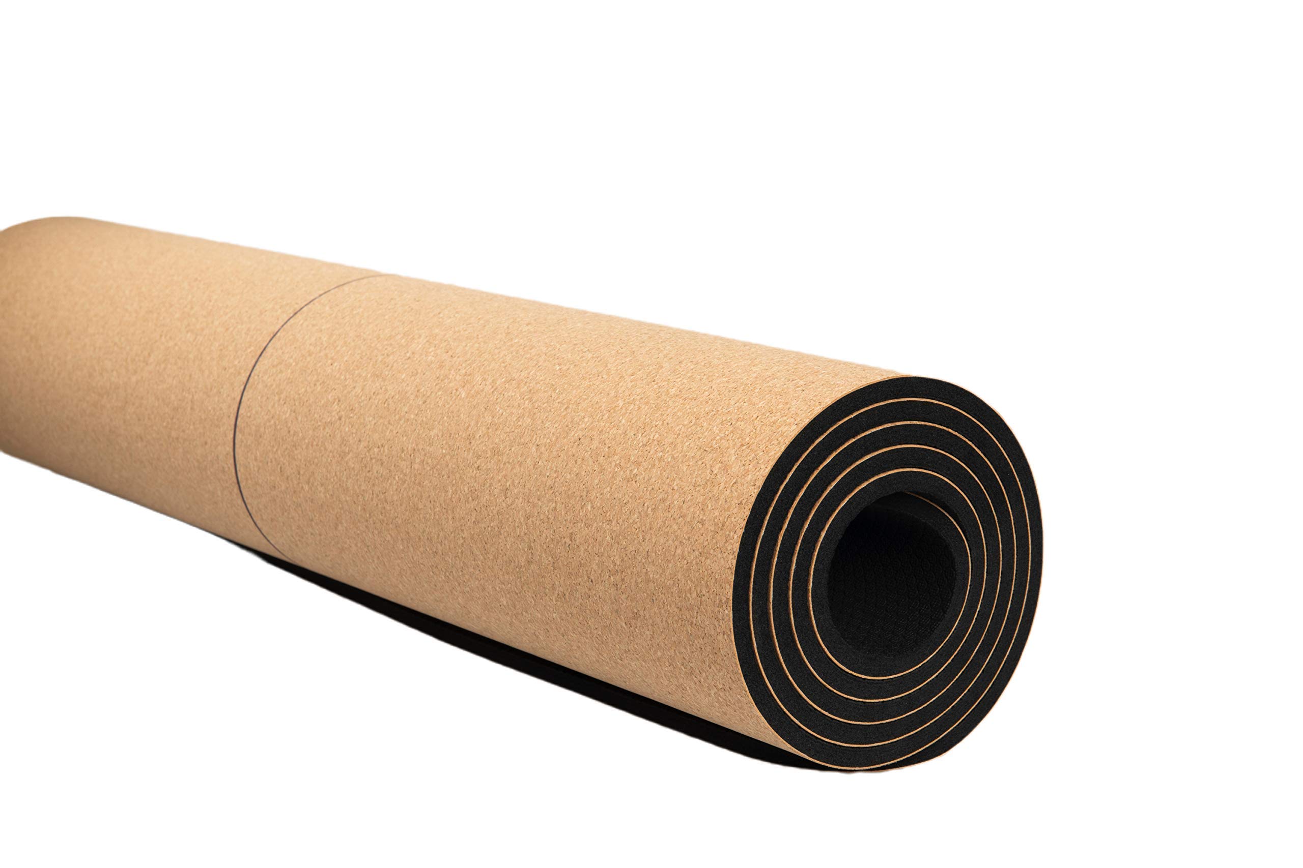 EKE Cork Yoga Mat with Invisible Alignment Lines- Non-Slip Sweatproof Surface - 100% Recycleable Materials - Eco Friendly - Made of Cork & TPE - Ideal for Hot Yoga
