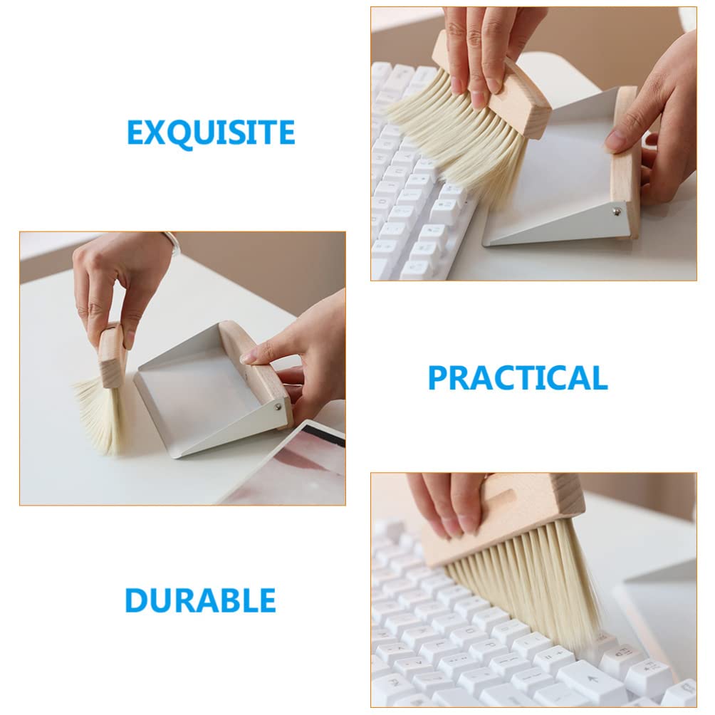 Hemoton 1 Set Small Broom Dustpan Brooms Pet Cage Broom Brush Dustpan Desk Top Dustpan Car Cleaning Tools Pets House Cleaning Brush Sofa Child Desktop White Iron Keyboard Brush